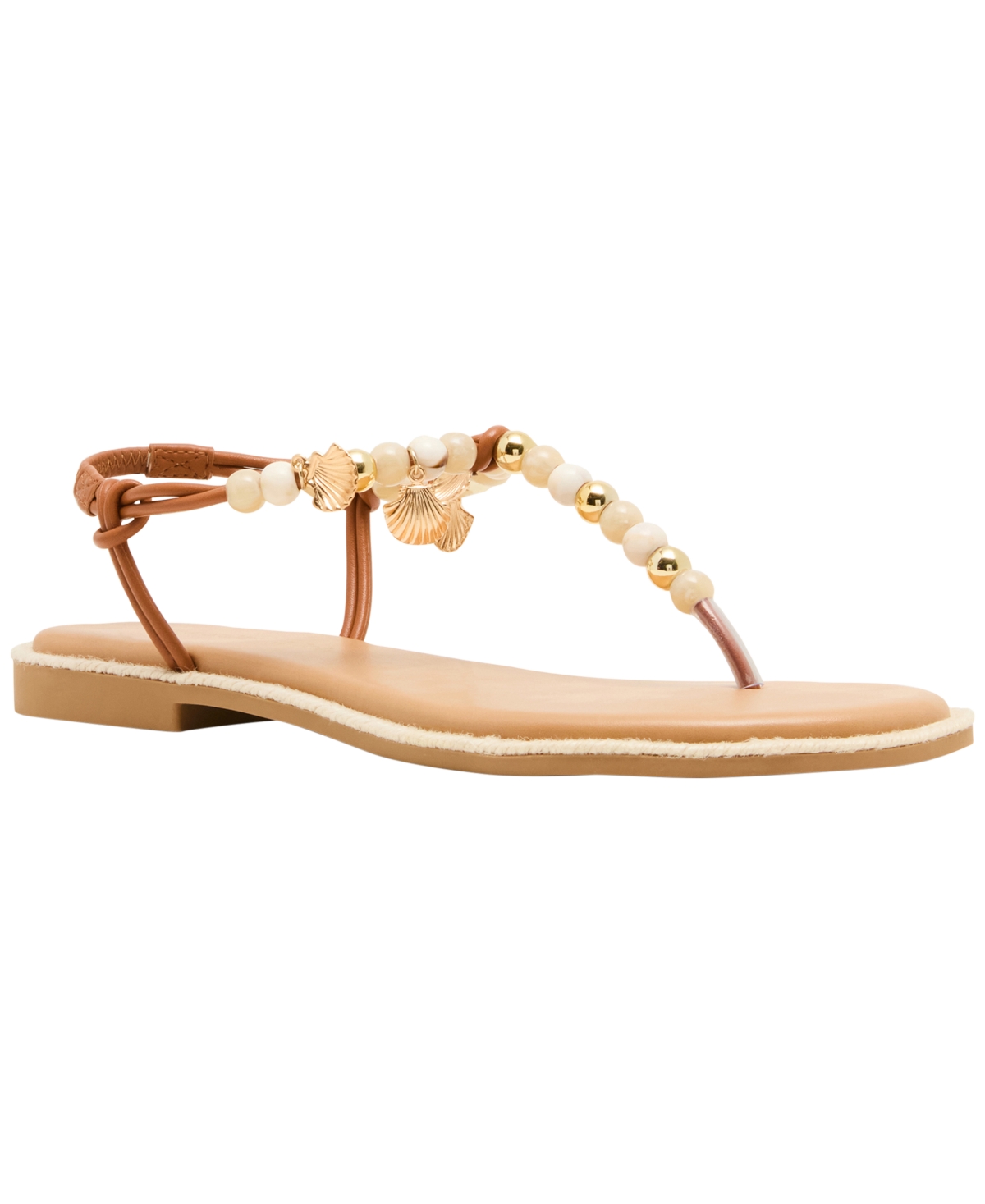 Click here for Madden Girl Womens Shells Beaded T-Strap Flat Sand... prices