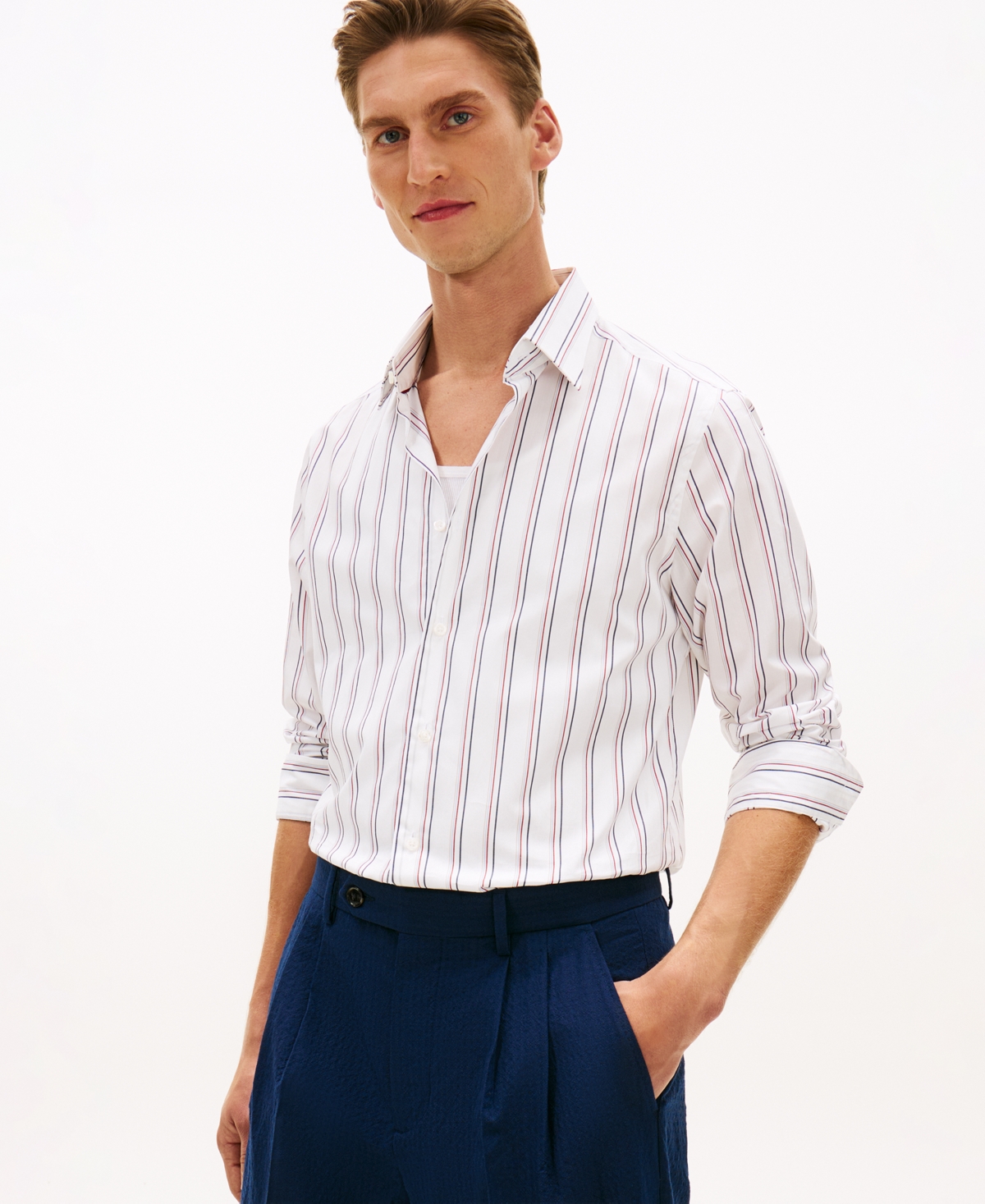 Click here for Tommy Hilfiger Mens Seasonal Stripe Regular-Fit Sh... prices