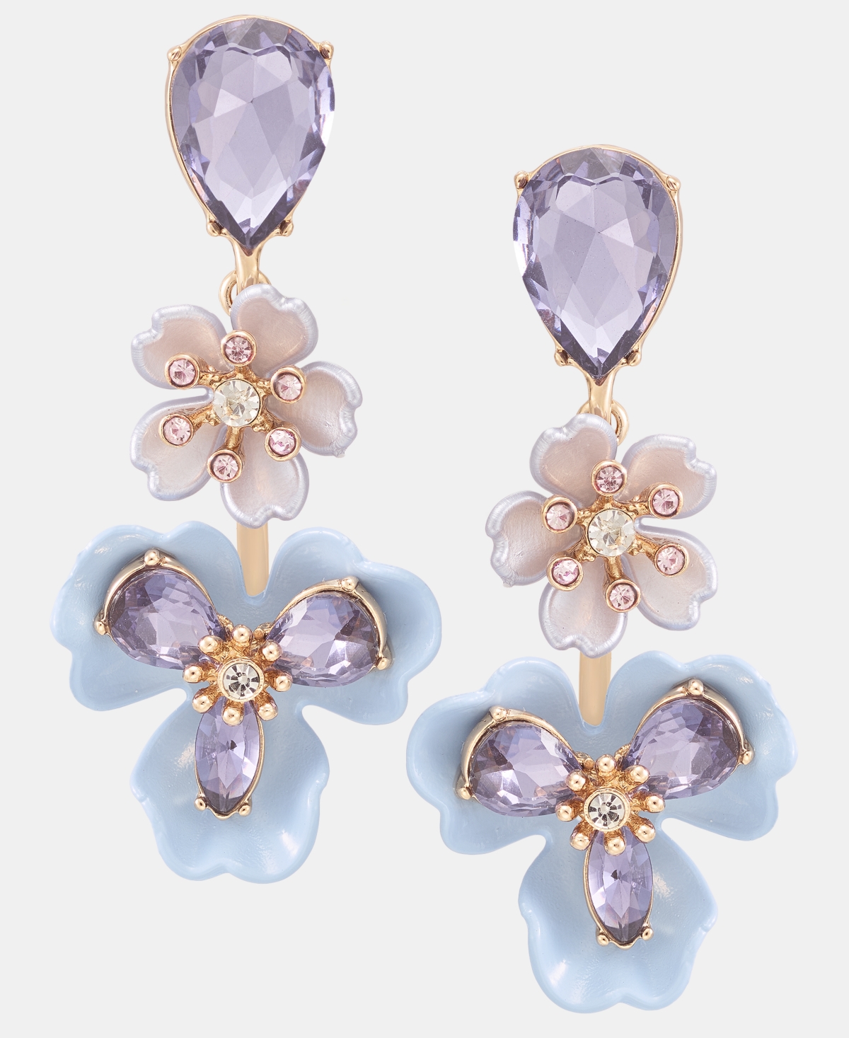 Click here for Anne Klein Crystal Flower Linear Drop Earrings - M... prices