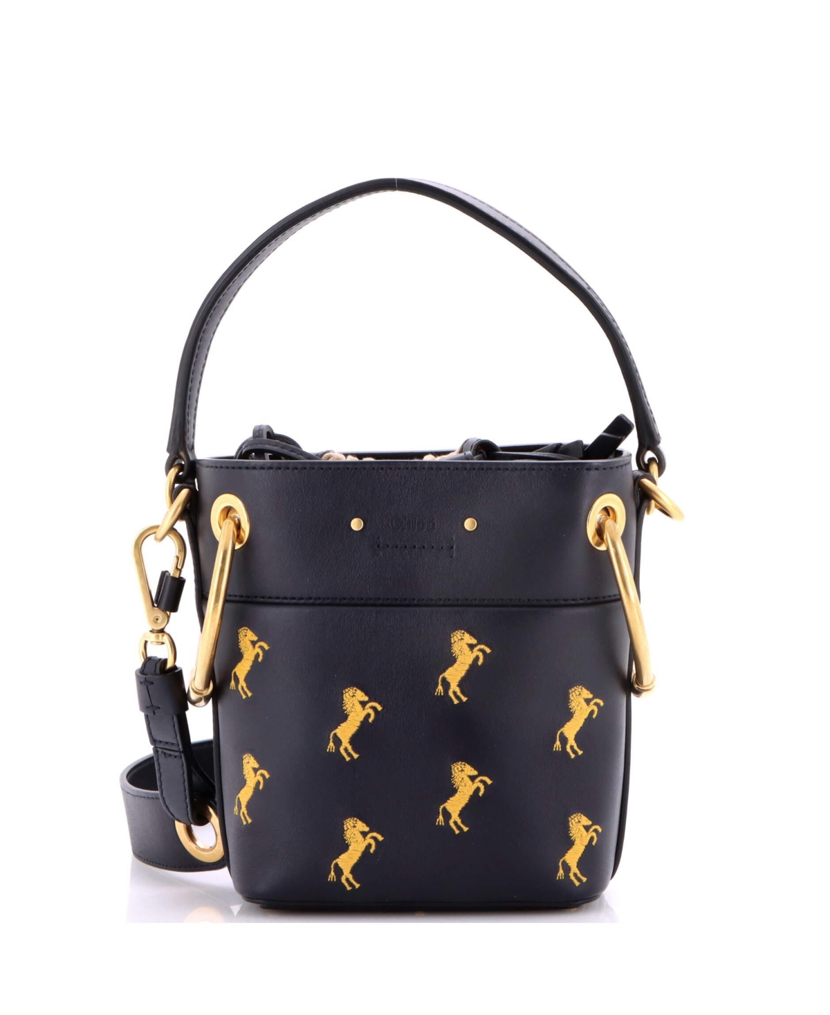 Click here for Pre-Owned Chloe Mini Roy Bucket Bag Embroidered Le... prices