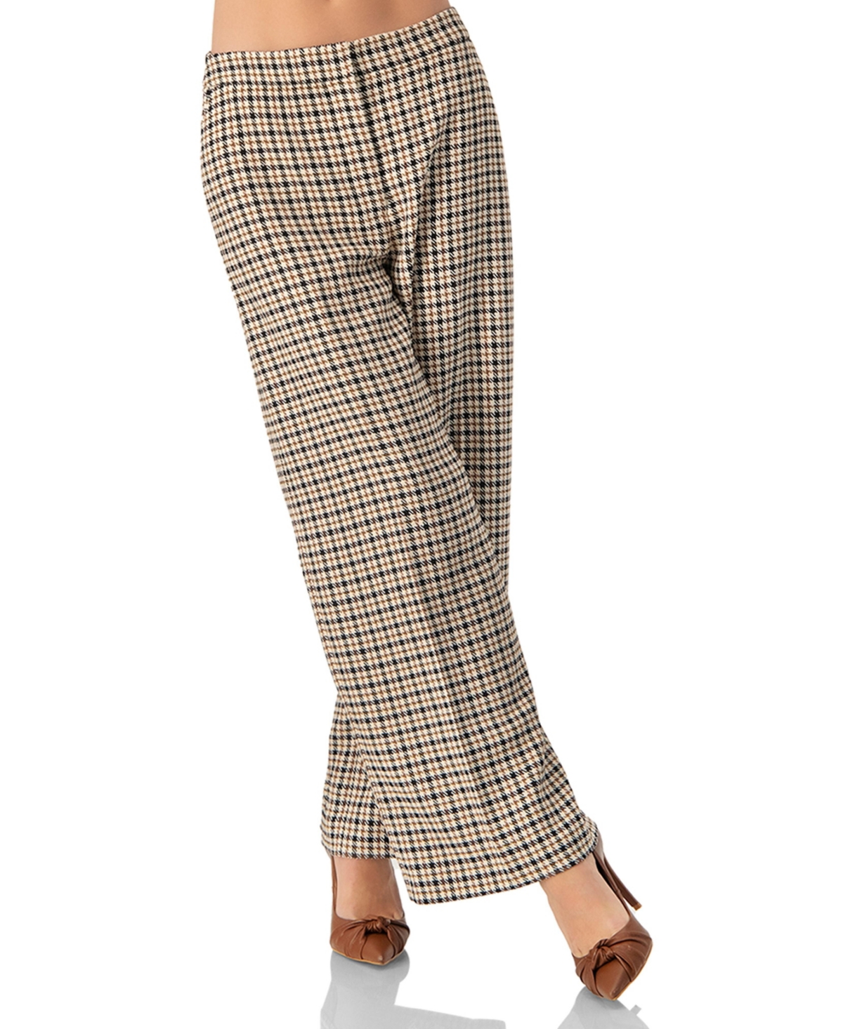 Click here for Ivonne Womens Wide Capri check Pants with Side Poc... prices