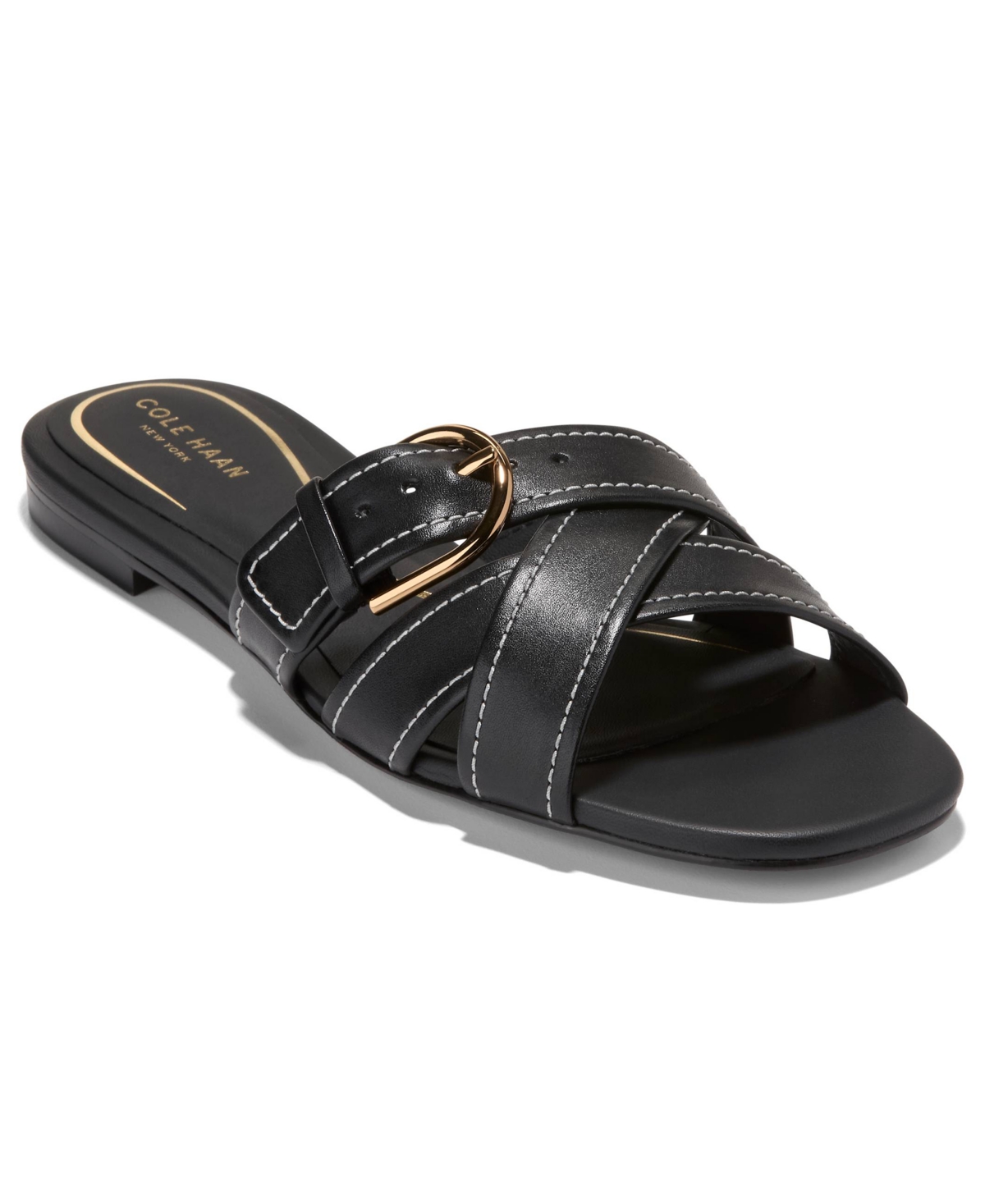 Click here for Cole Haan Womens Velma Buckle Slide Sandals - Blac... prices