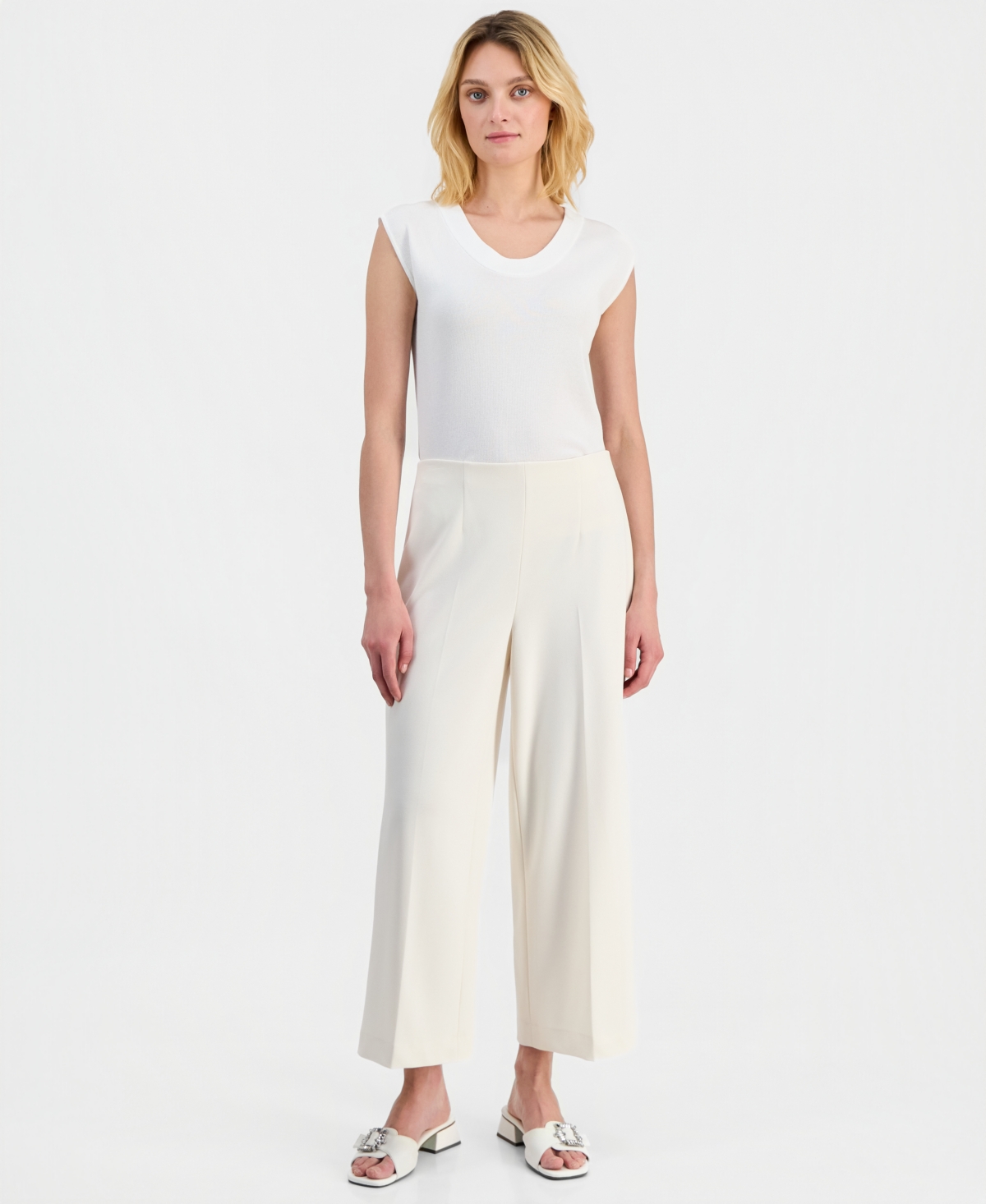 Click here for Anne Klein Womens High Rise Wide Leg Pull-On Pants... prices