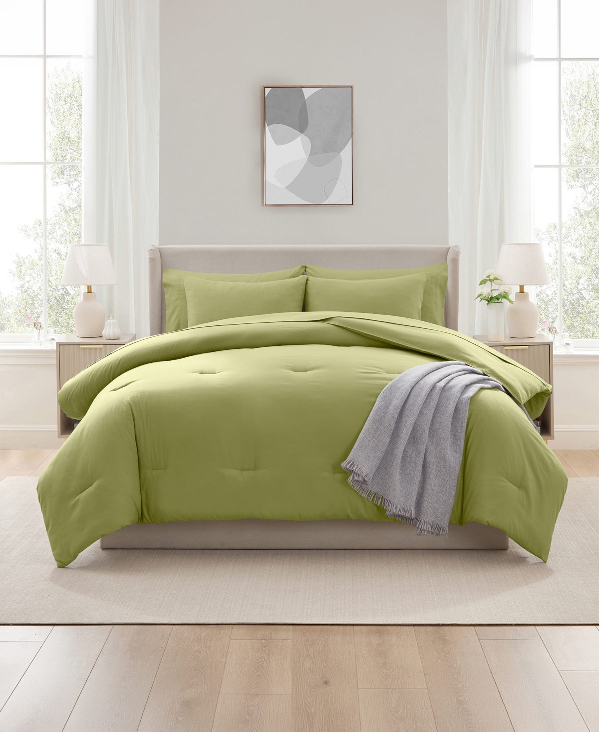 Nestl Luxury Soft Modern Design 7-Pc. Comforter Set  Full - Olive