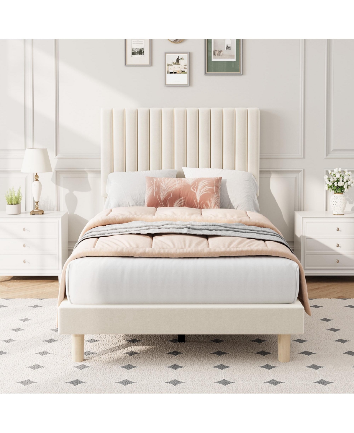 Click here for gaomon Upholstered Platform Velvet Bed Frame with... prices