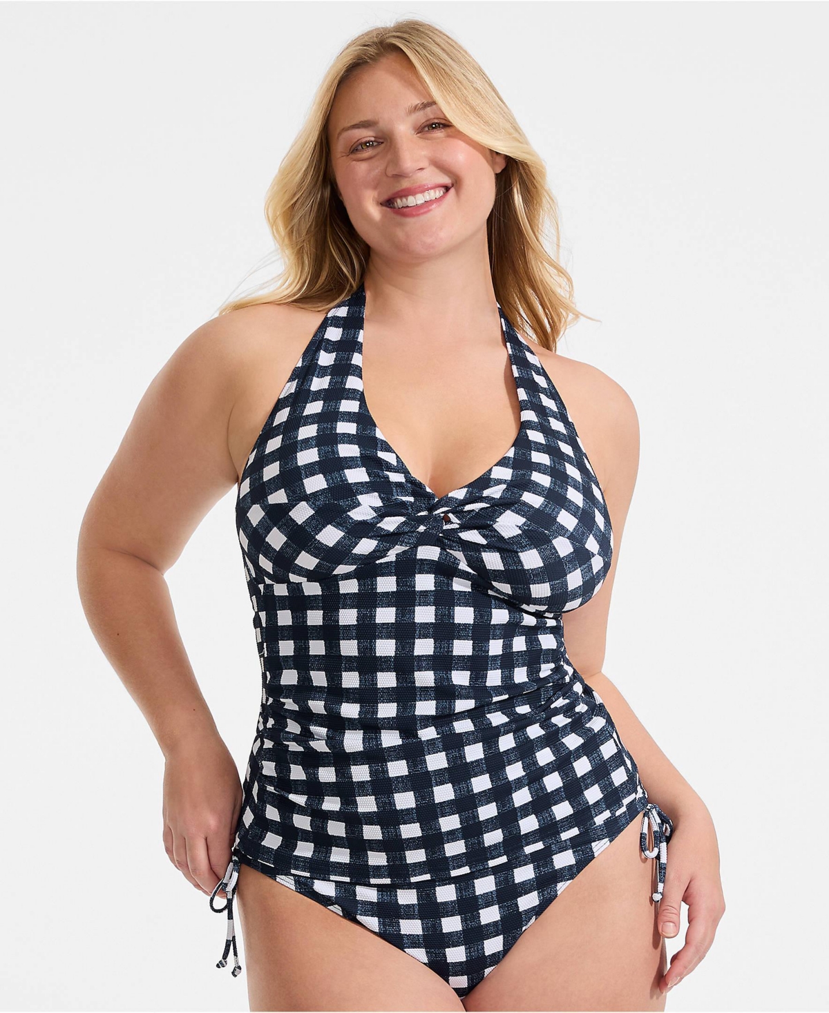 Click here for Lands End Womens Pique Knot Twist Halter Tankini T... prices