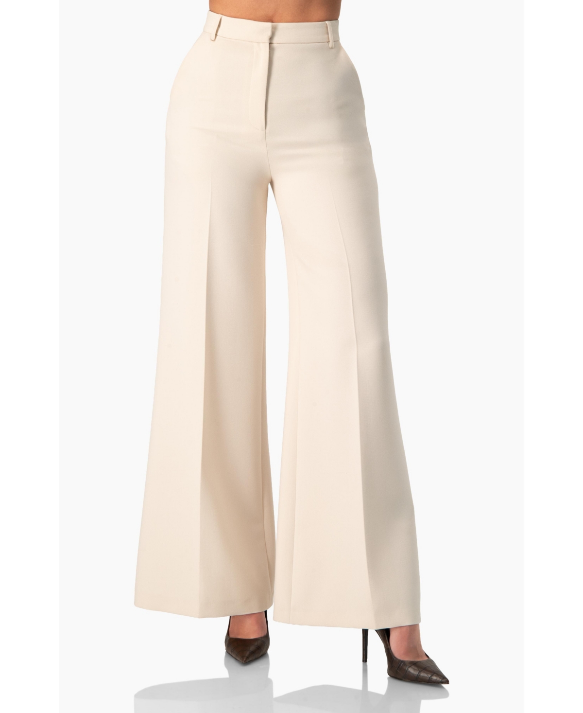 Click here for Ivonne Womens Wide-Leg Straight Pants - Ivory prices