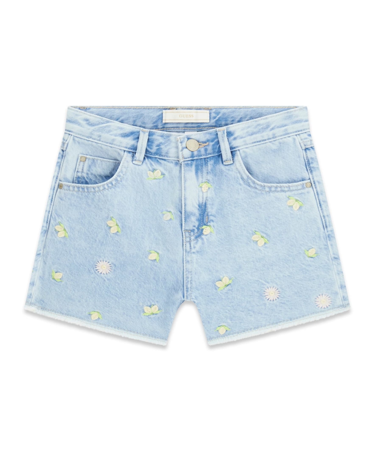 Click here for Guess Girls 7-16 Denim Embroidered Shorts - Blue prices