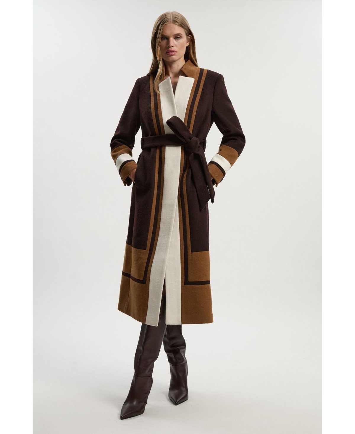 Click here for Karen Millen Womens Brushed Wool Belted Midi Coat... prices