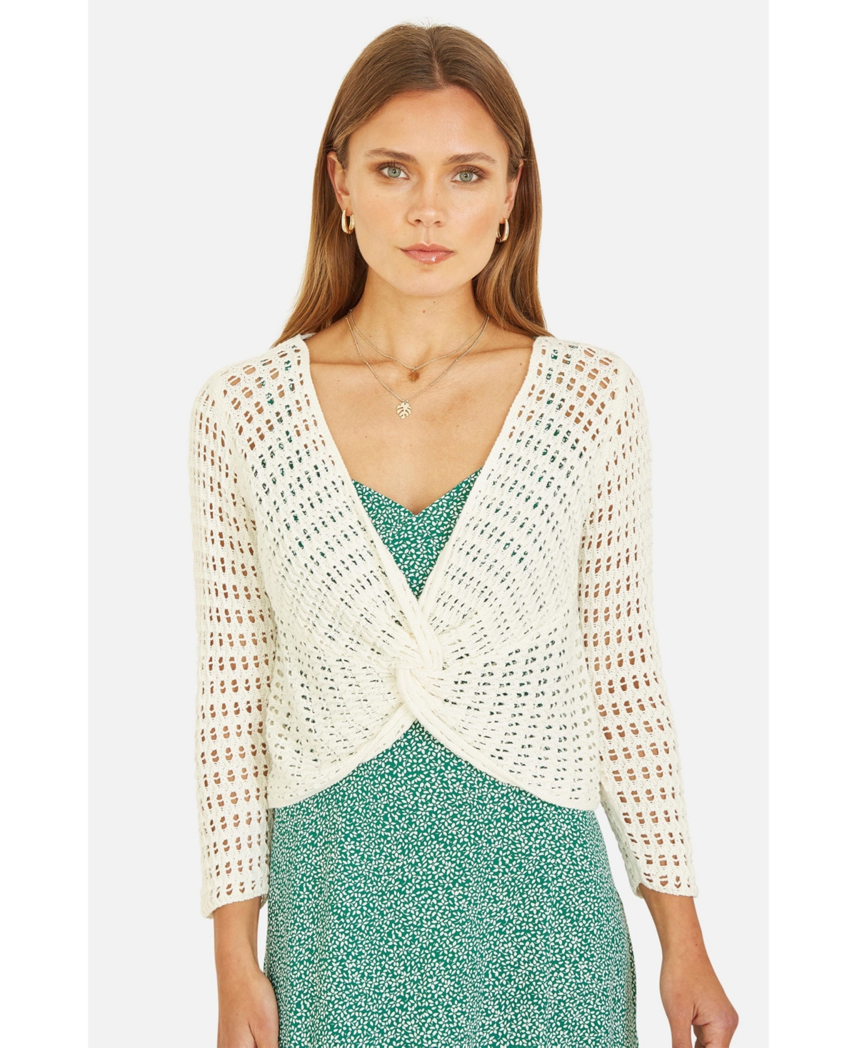 Click here for Yumi Womens Crochet Cotton Twisted Bolero Top - Iv... prices