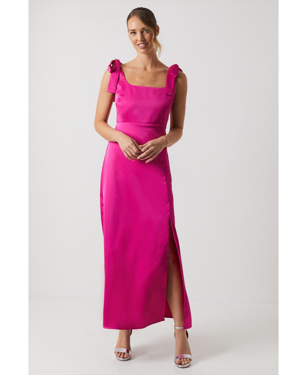 Click here for Oasis Womens Satin Midi Bridesmaid Dress - Bright... prices