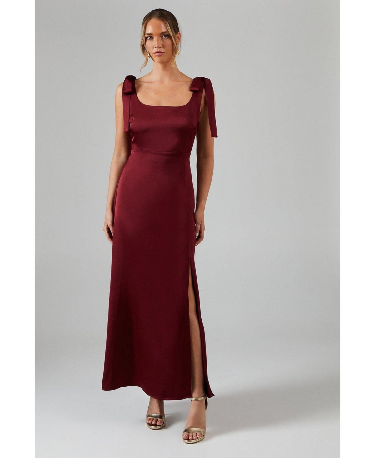 Click here for Oasis Womens Satin Midi Bridesmaid Dress - Wine prices