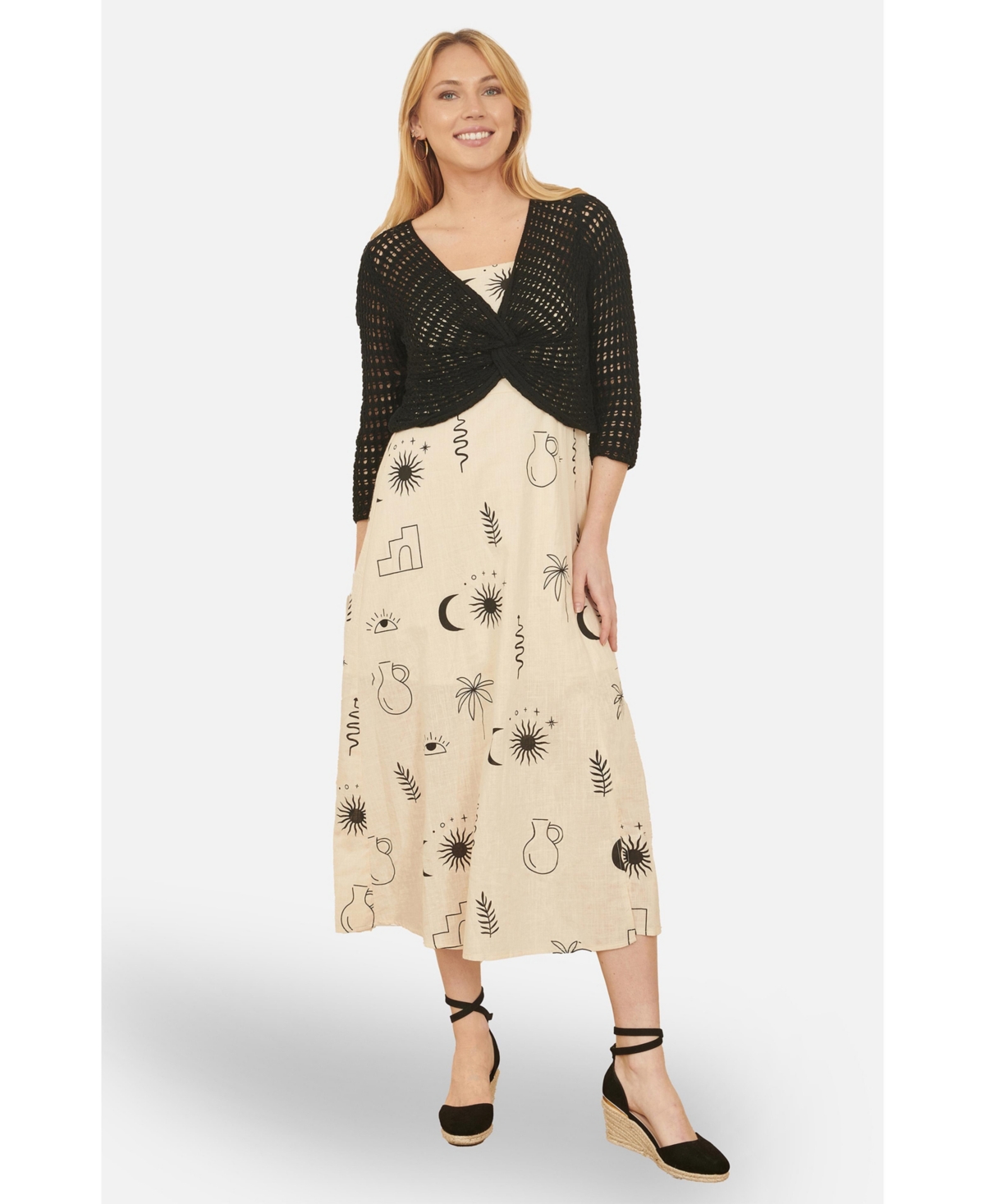 Click here for Yumi Womens Crochet Cotton Twisted Bolero Top - Or... prices