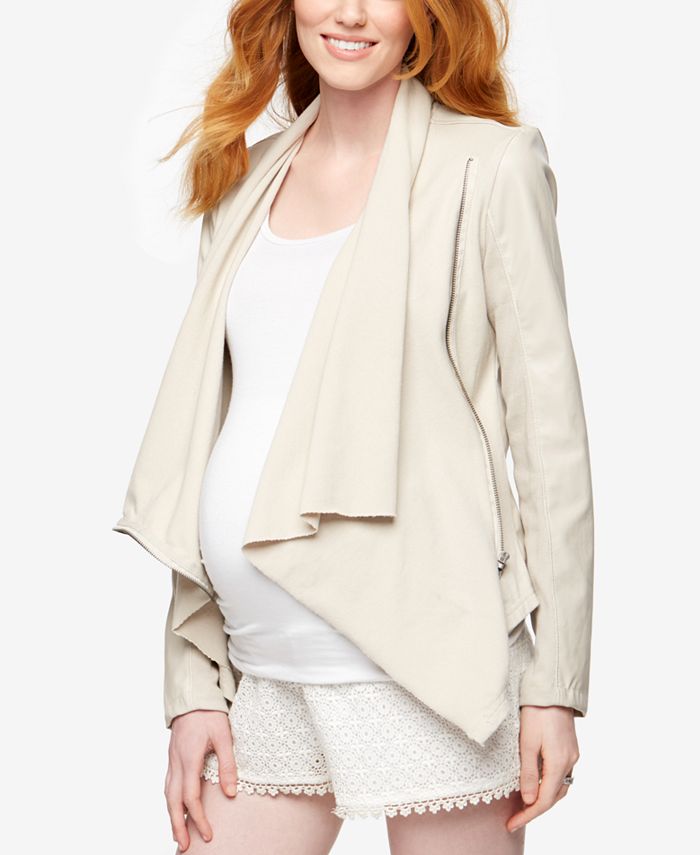 BLANK NYC Maternity Draped Faux-Leather Jacket - Macy's
