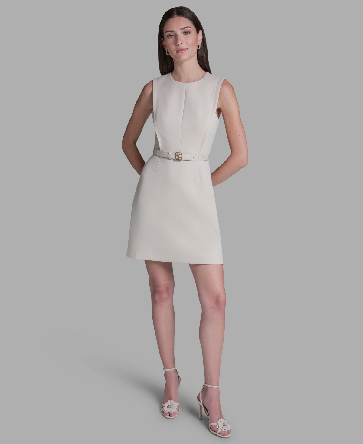 Click here for Bcbg Womens Sleeveless Jacquard Belted Mini Dress... prices