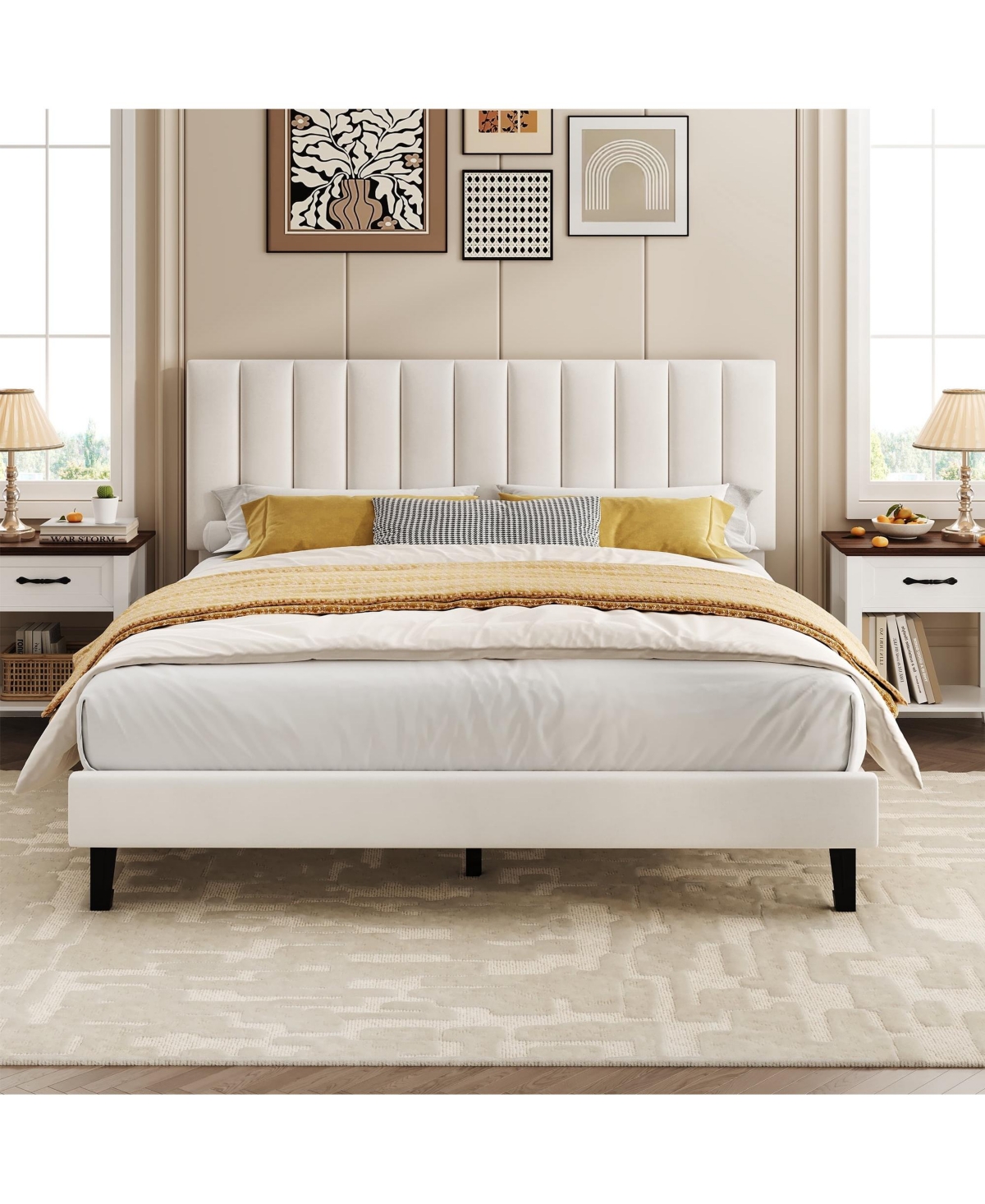 Click here for gaomon Bed Frame and Velvet Upholstered Headboard... prices