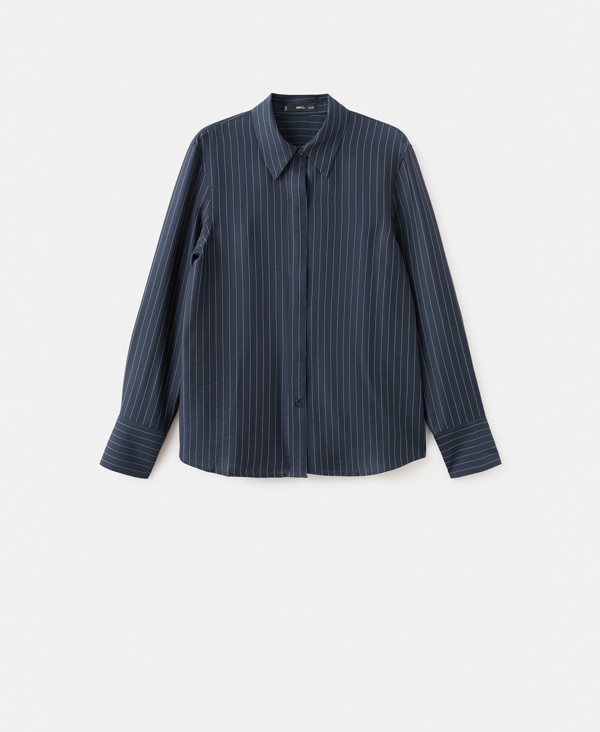 Click here for Mango Womens Pinstripe Shirt - Navy prices