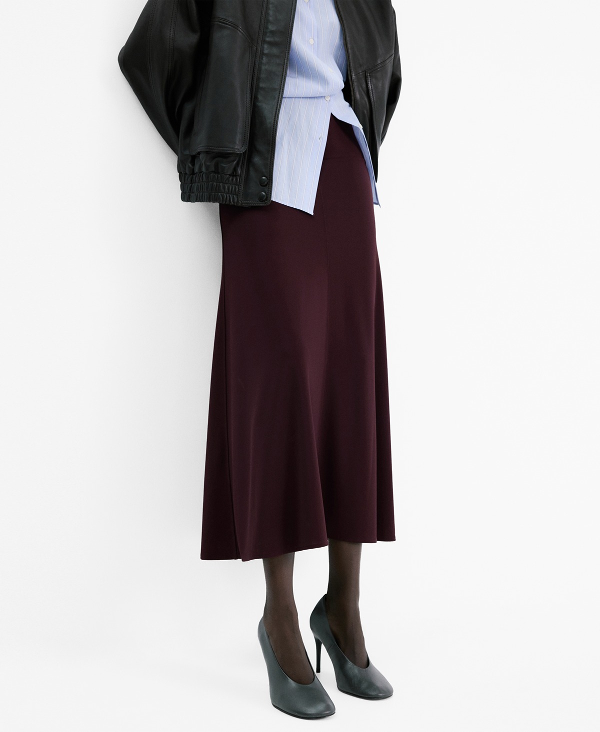 Click here for Mango Womens Fine Knit Midi Skirt - Wine prices