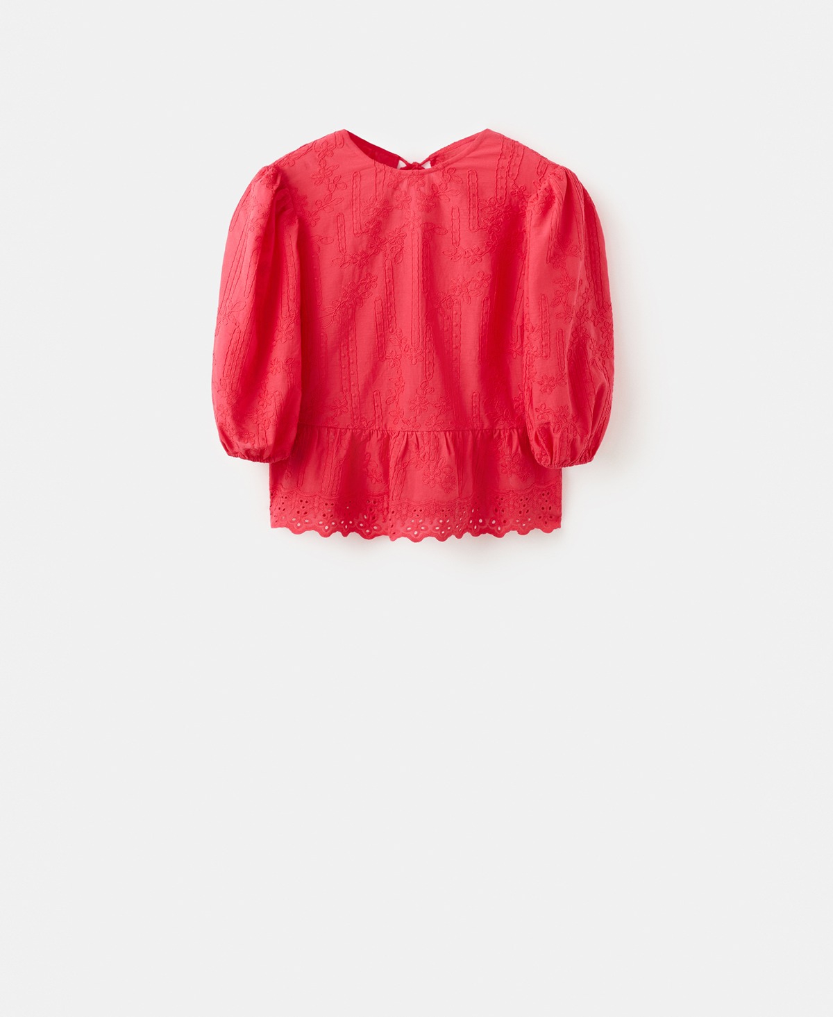 Click here for Mango Womens Floral Embroidered Blouse - Strawberr... prices