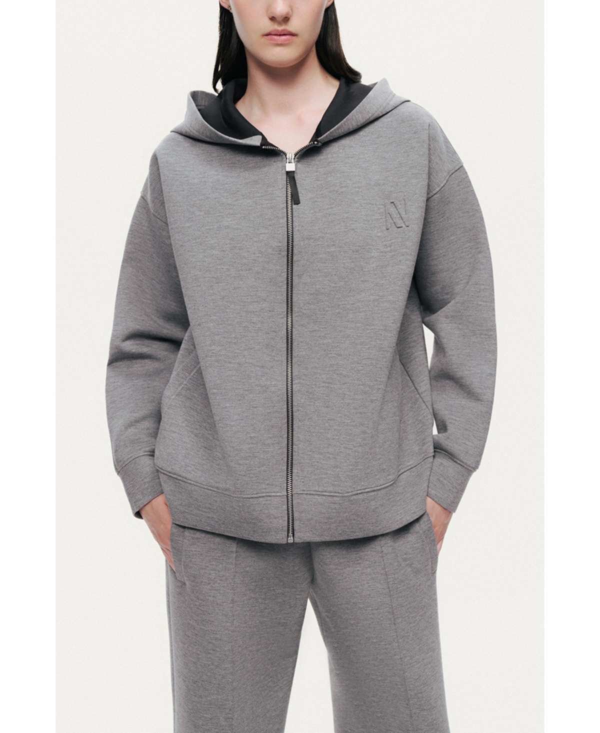 Click here for Nocturne Womens Relaxed Zip-Up Hoodie - Grey prices