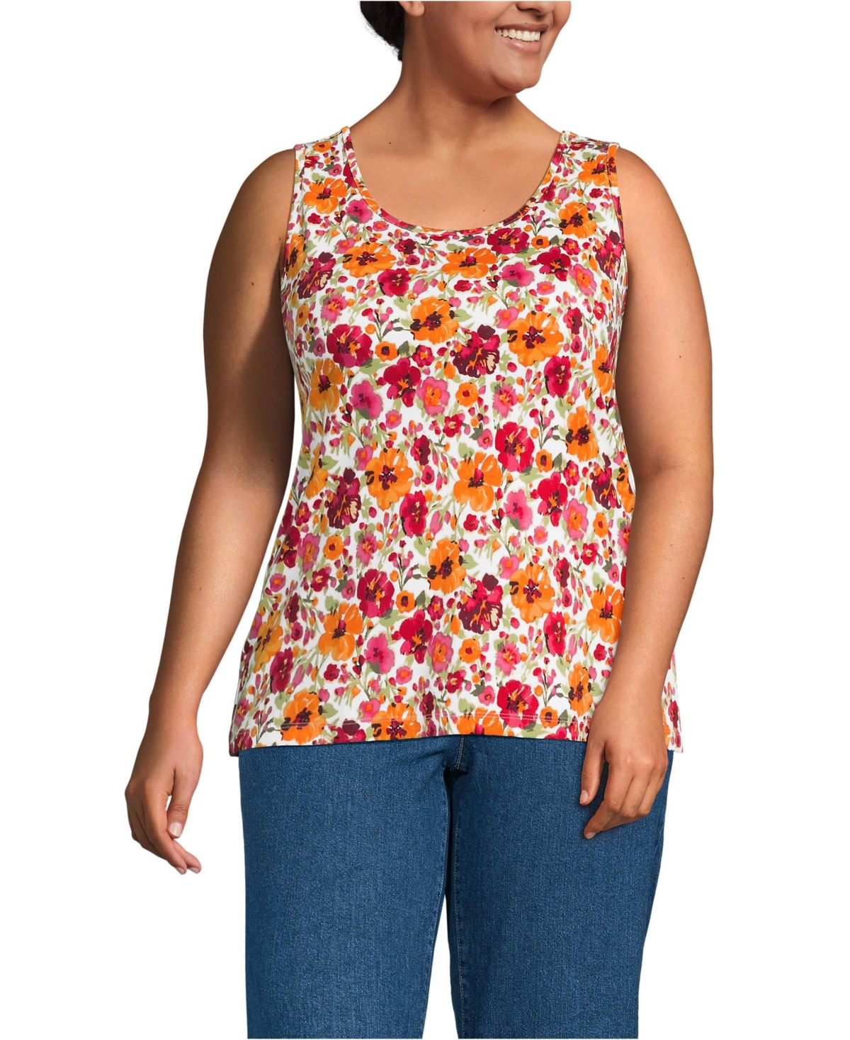 Click here for Lands End Womens Plus Size Cotton Tank Top - White... prices