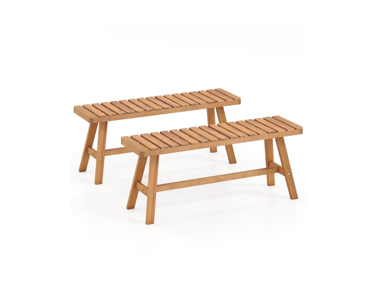 Click here for Slickblue Set of 2 Acacia Wood Outdoor Garden Benc... prices