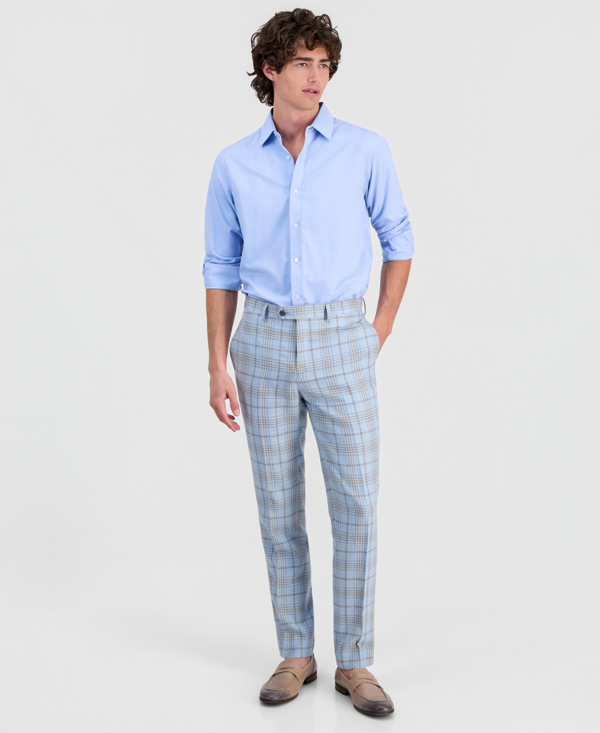 Click here for Mens Slim Fit Dress Pants - Mint Plaid prices