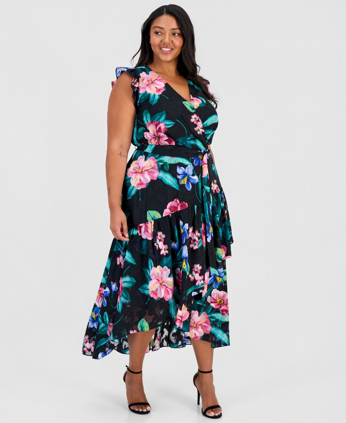 Click here for Anne Klein Plus Size Flutter-Sleeve Chiffon Midi D... prices