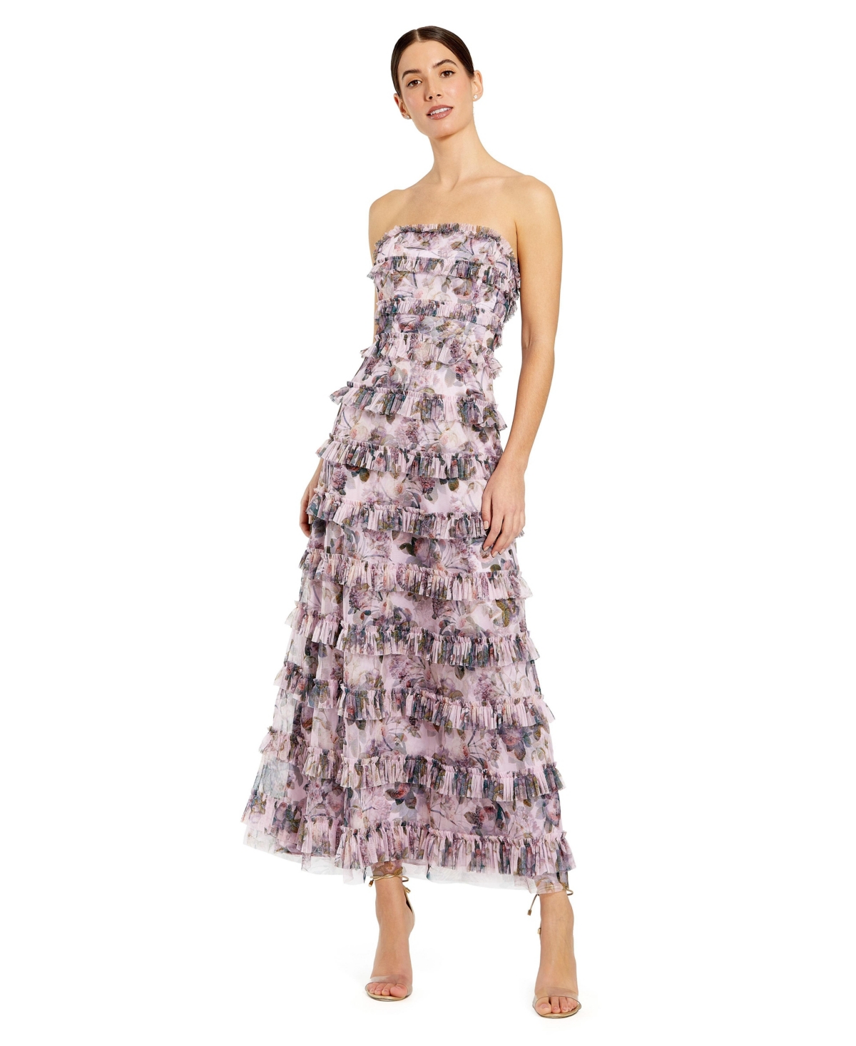 Click here for Mac Duggal Womens Strapless Micro Ruffle Dress - P... prices