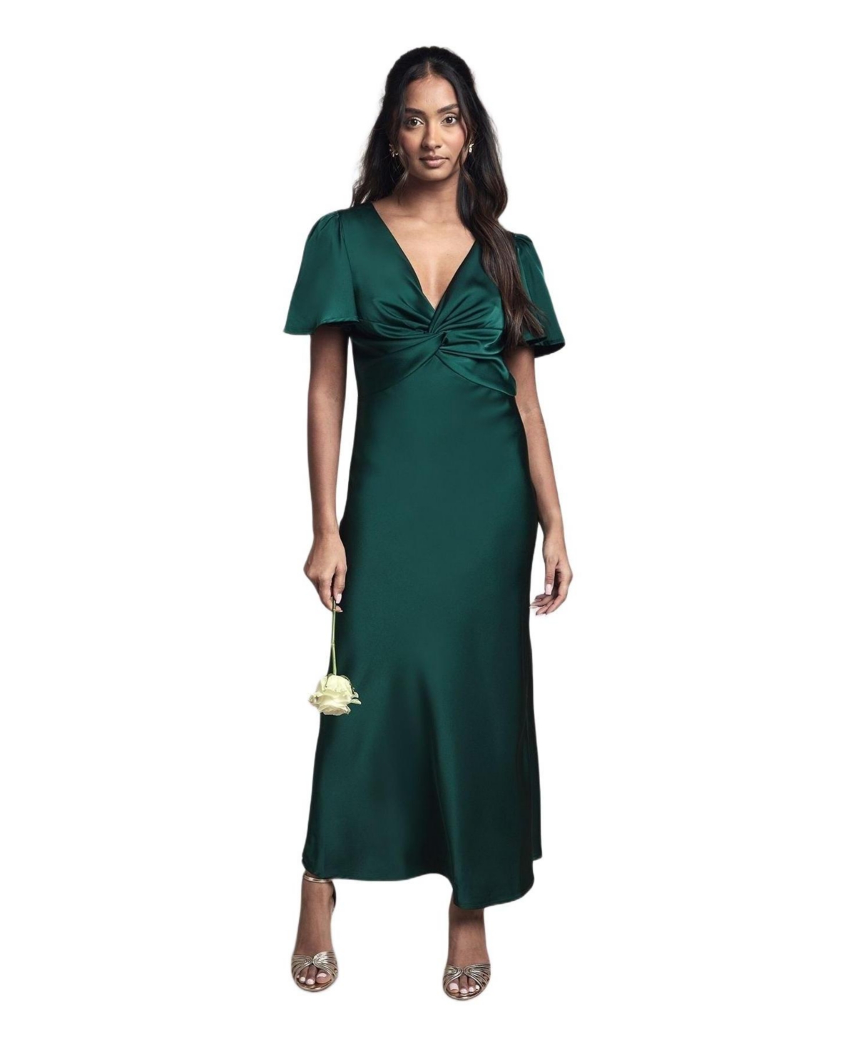 Click here for Oasis Satin Midi Bridesmaids Dress - Emerald prices