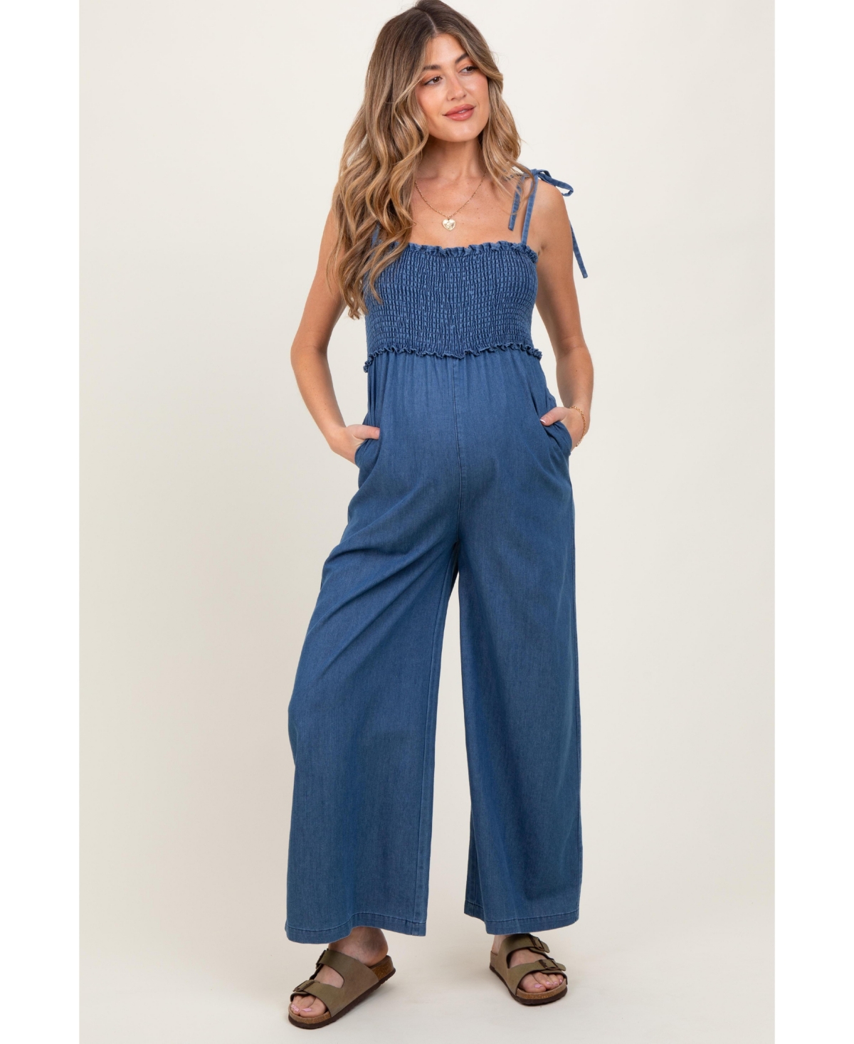 Click here for Pinkblush Maternity Chambray Shoulder Tie Smocked... prices