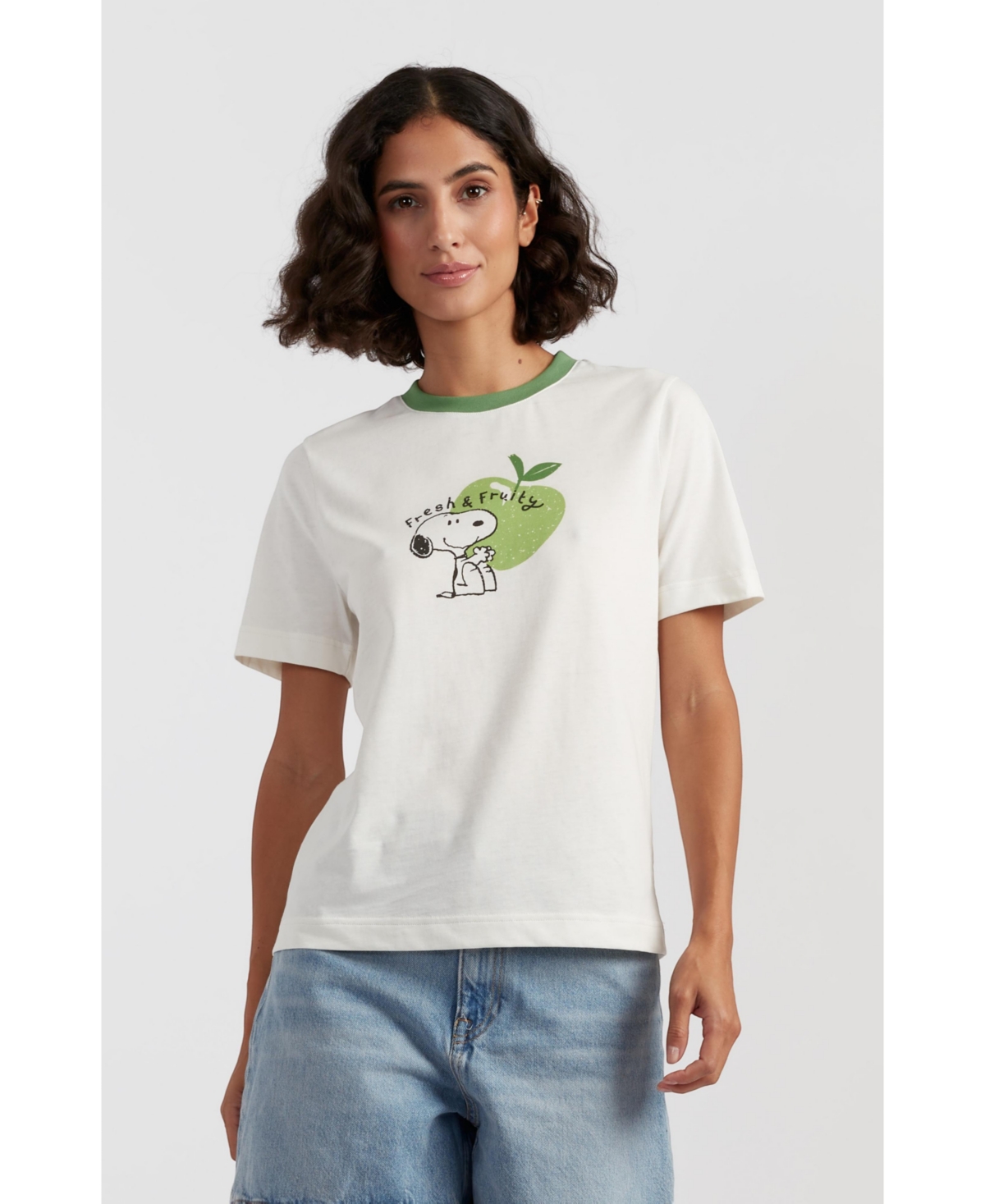 Click here for Chinti & Parker Womens Snoopy Apple T-Shirt - Crea... prices