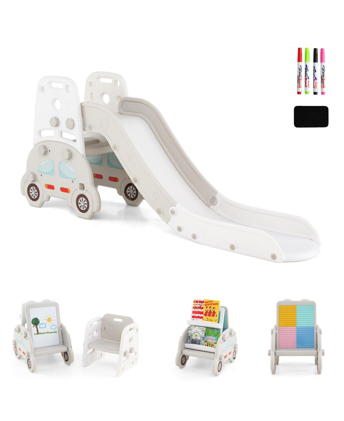 Click here for Mecale 5-in-1 Toddler Slide Set with Art Easel  St... prices