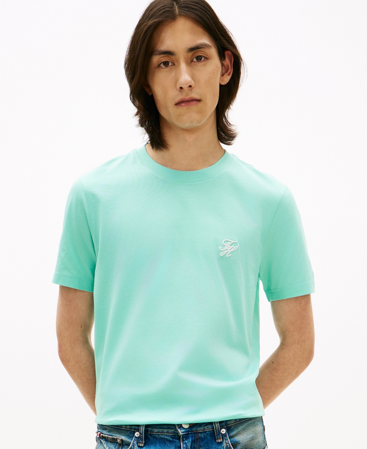 Tommy Hilfiger Mens Script Monogram Crewneck T-Shirt - Arctic Aqua