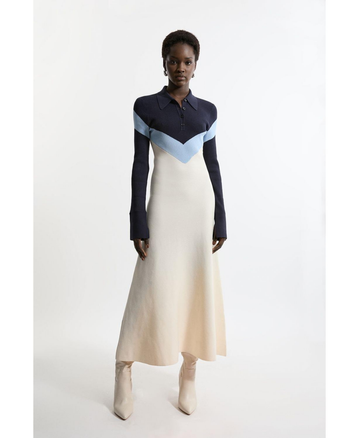 Click here for Karen Millen Womens Rib-Knit Polo Top Maxi Dress -... prices