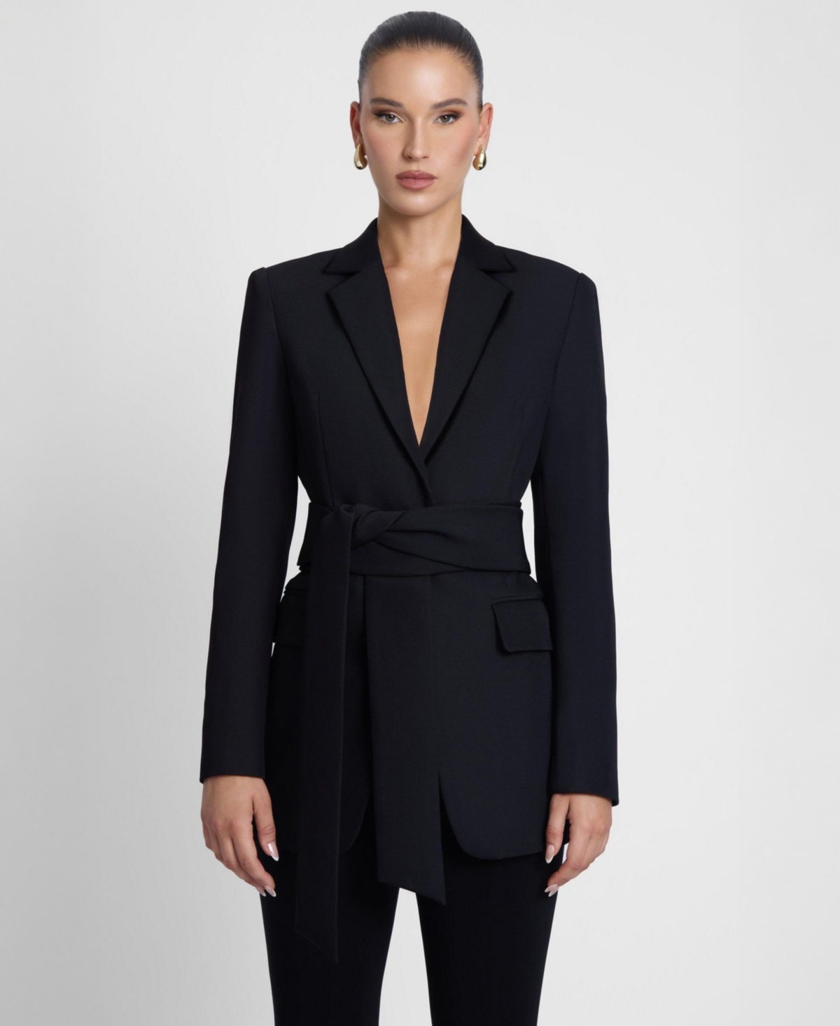 Click here for Leau Womens Classic Column Tailored Belted Blazer... prices