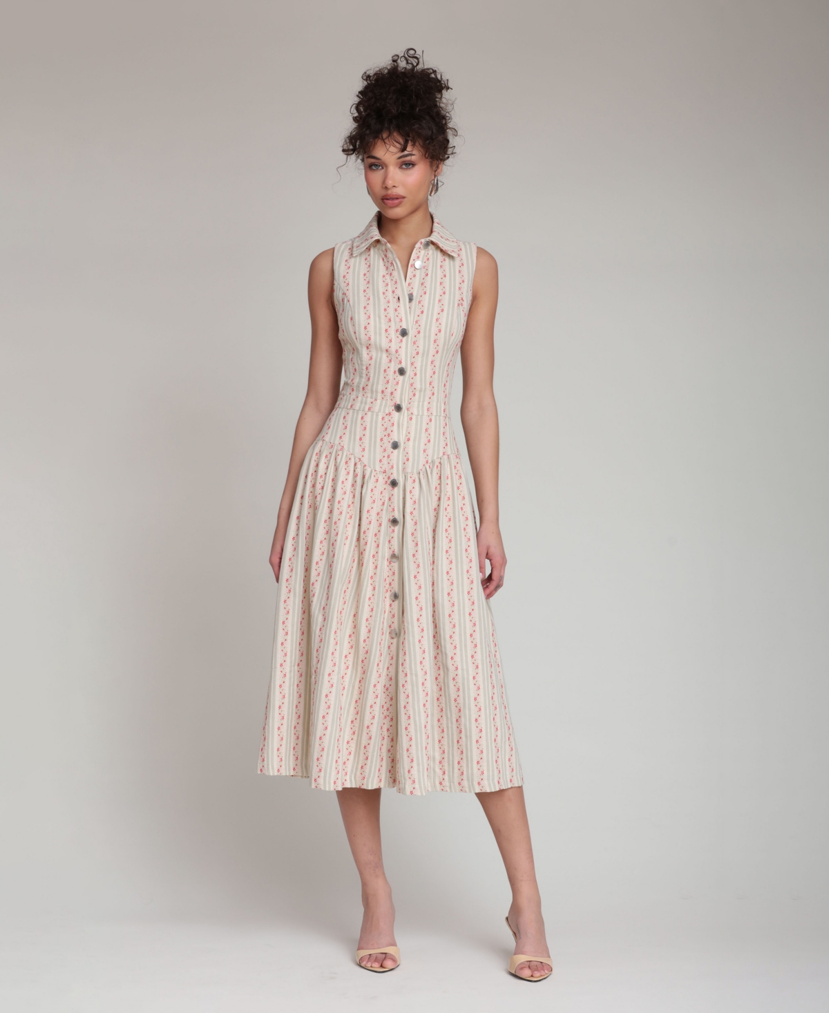 Click here for Avec Les Filles Womens Spread Collar Midi Dress -... prices