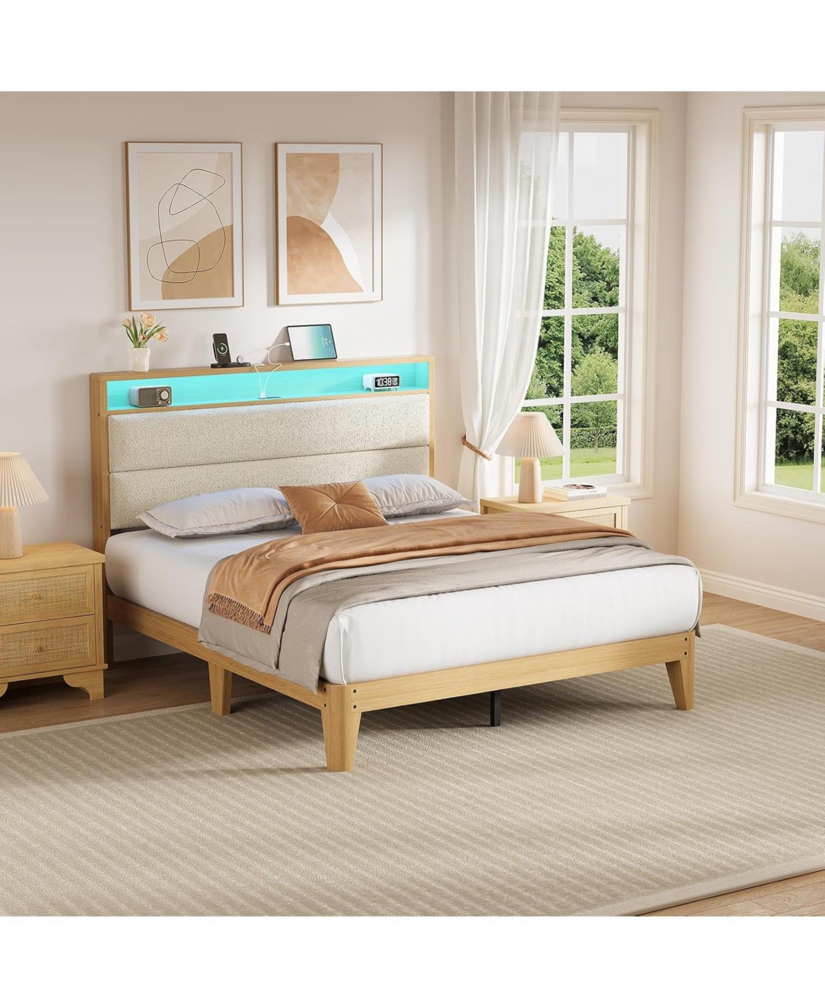 Click here for gaomon Boucle Bed Frame  Bed Frame with Rgb Led Li... prices