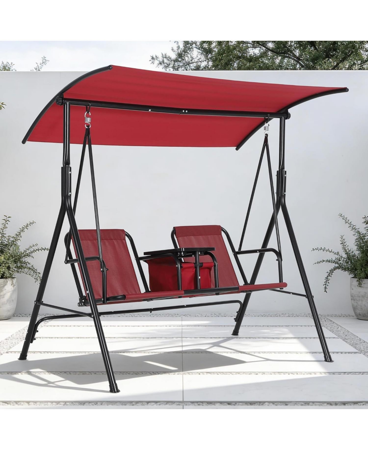 Click here for gaomon 2-Person Porch Swing with Cup Holders  Pivo... prices