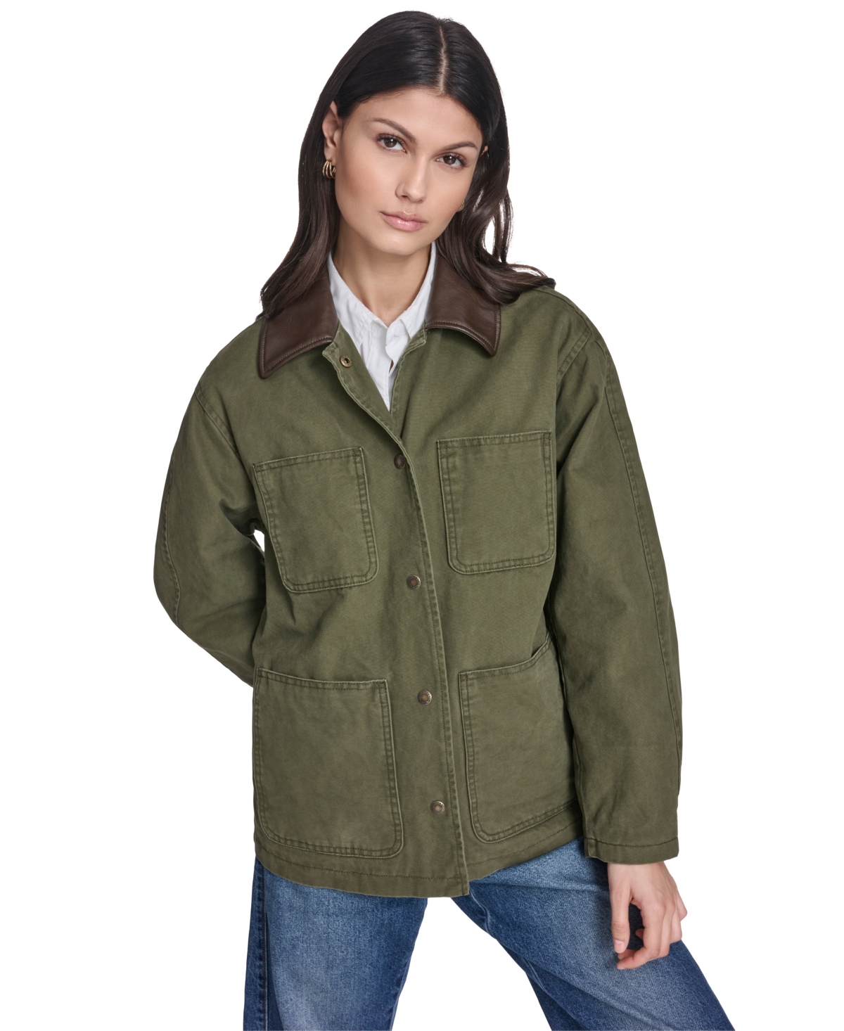 Click here for Levis Womens Laydown Collar Jacket - Olive Night W... prices