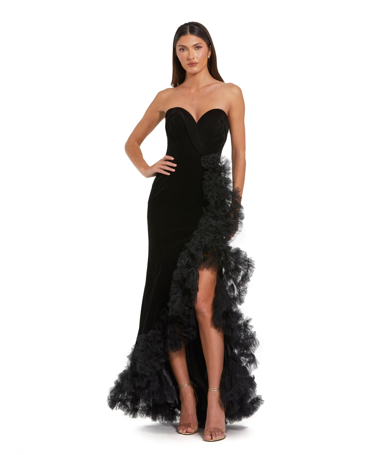 Click here for Mac Duggal Womens Strapless Velvet Mermaid Gown wi... prices