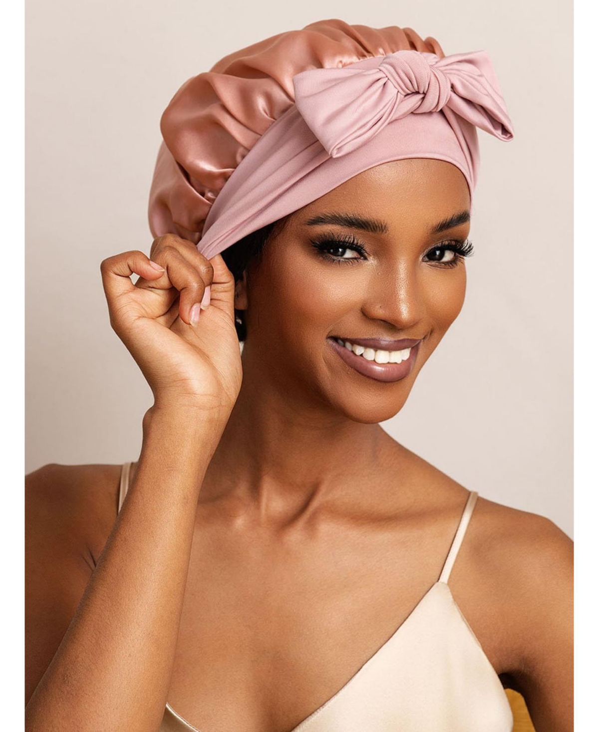 Click here for Silksilky Pure Silk Bowknot Tie Bonnet - Pink prices
