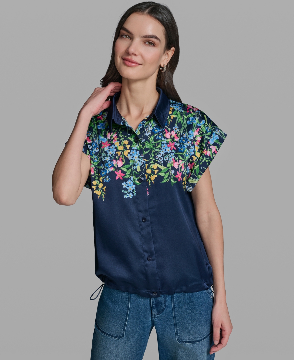Click here for Karl Lagerfeld Paris Womens Short-Sleeve Floral Pr... prices