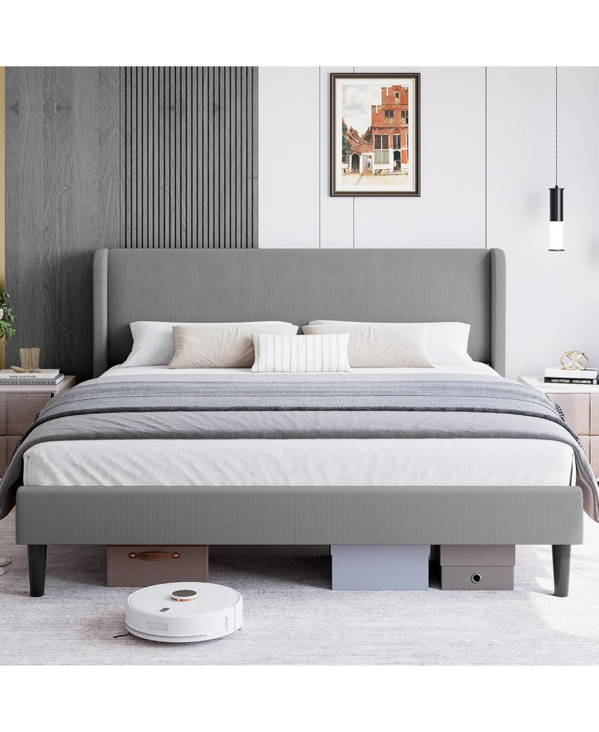 Click here for gaomon Bed Frame with Upholstered Headboard Wooden... prices