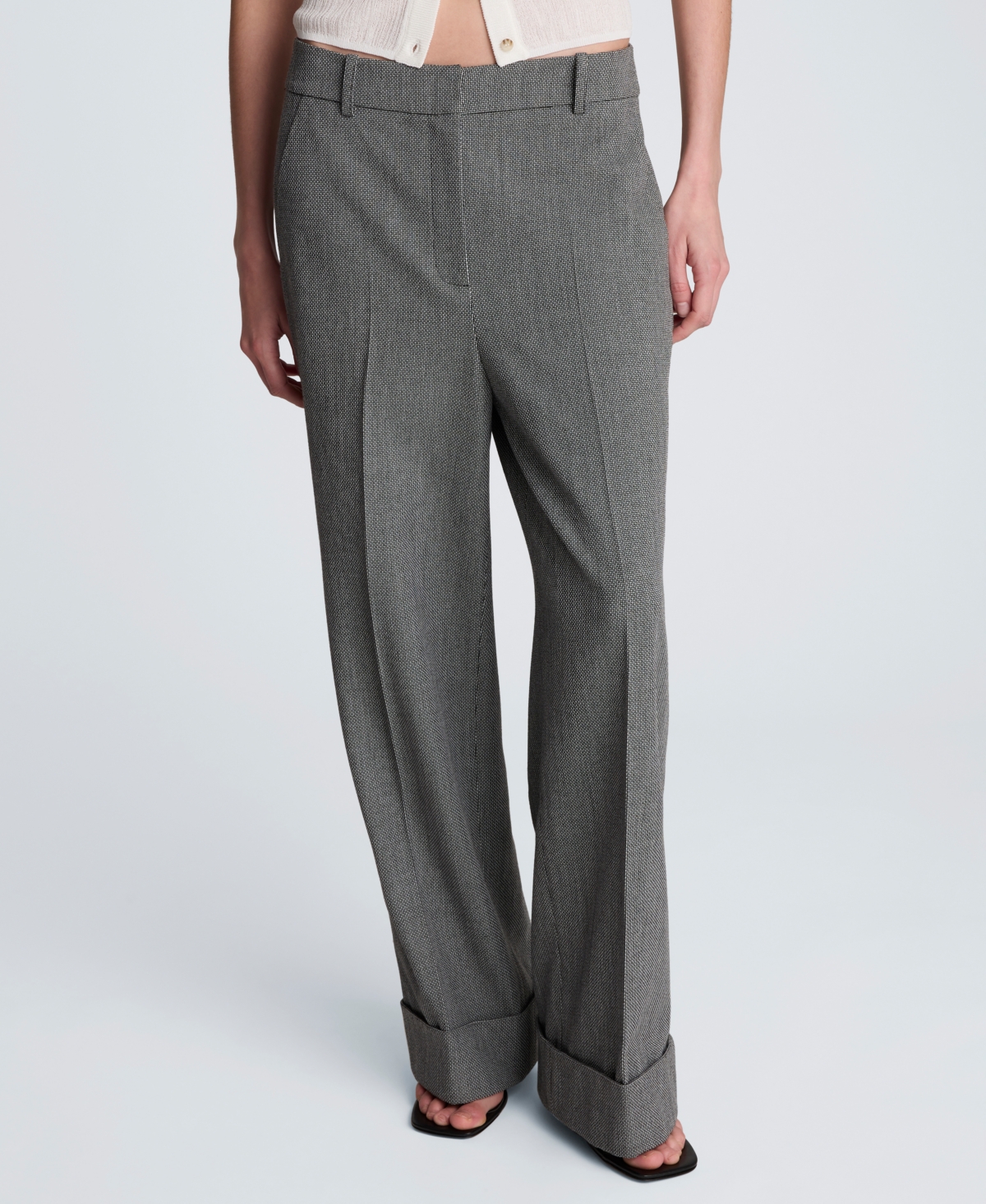 Click here for Kenneth Cole Womens High-Rise Wide-Leg Pants - Bla... prices