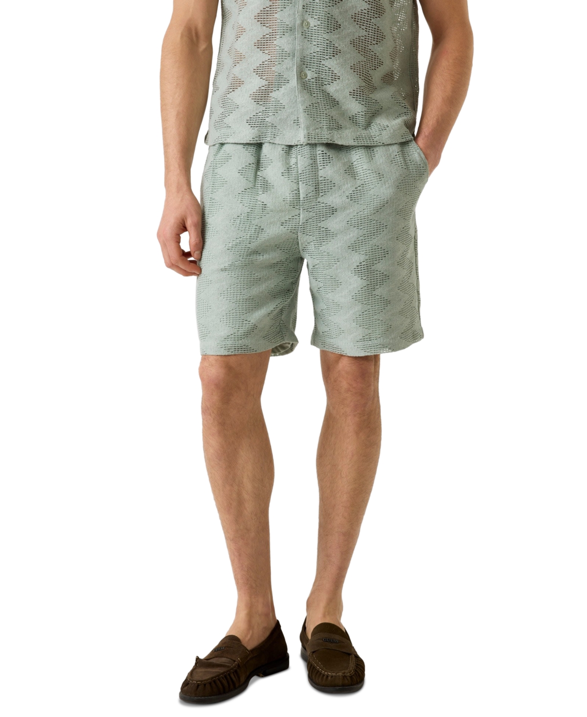 Click here for Guess Mens Regular-Fit Shorts - Sage Green prices