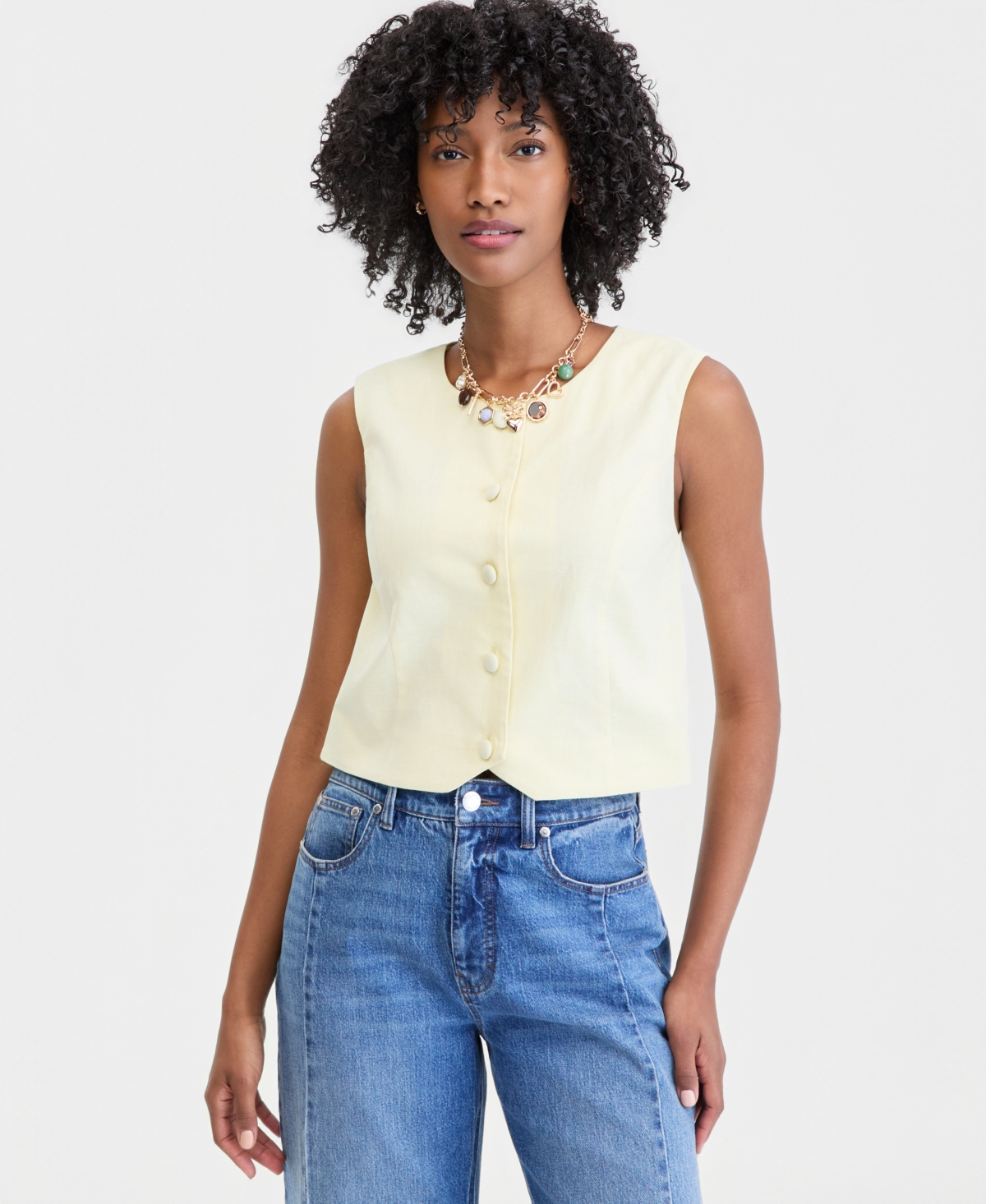 Click here for On 34th Womens Linen Blend Button-Front Vest  Macy... prices