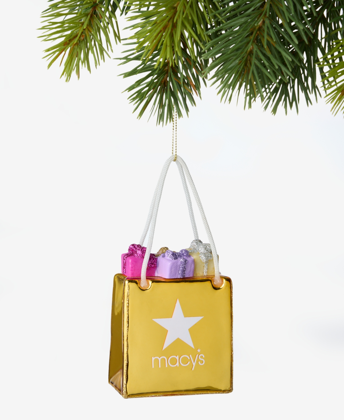 Click here for Holiday Lane Macys Glass Macys Shopping Bag Orname... prices