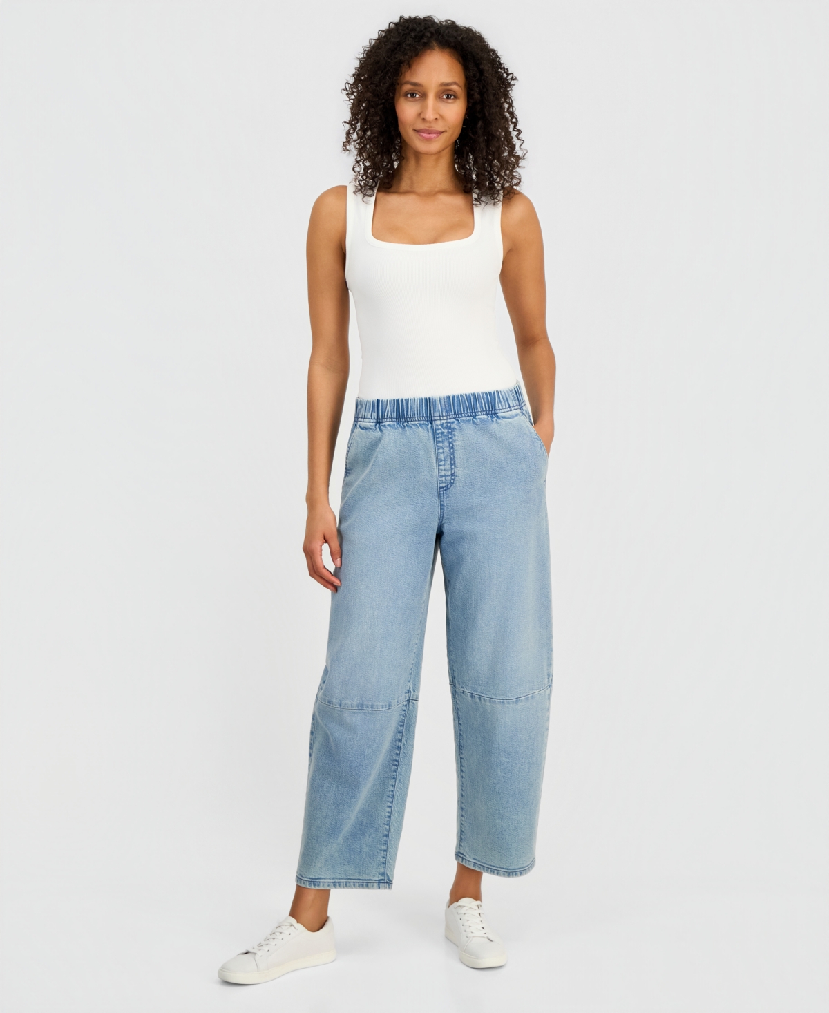 Click here for Style & Co Womens High-Rise Pull-On Barrel Jeans... prices