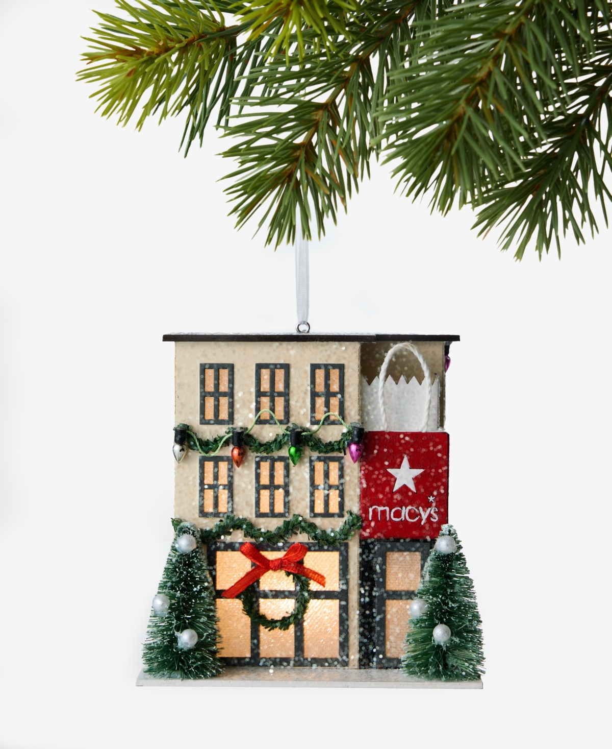 Click here for Holiday Lane Macys Building with Light Ornament  M... prices